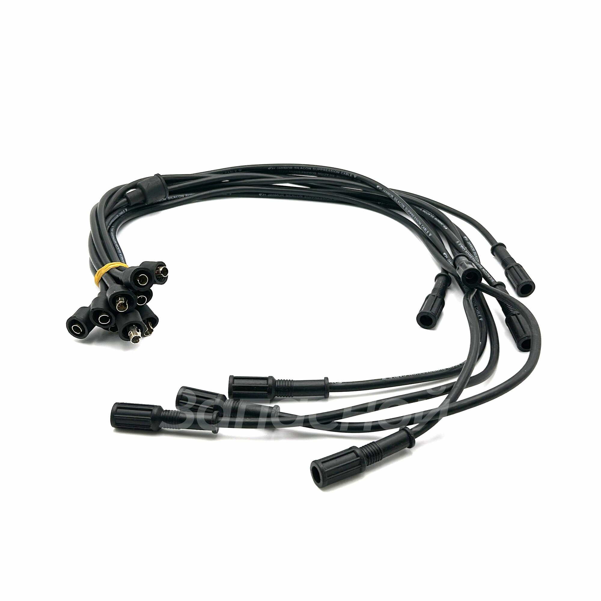Провода высоковольтные (Силикон, черные с наконечниками) для а/м ГАЗ-3307, ПАЗ, ЗИЛ - JANMOR арт. E41. P