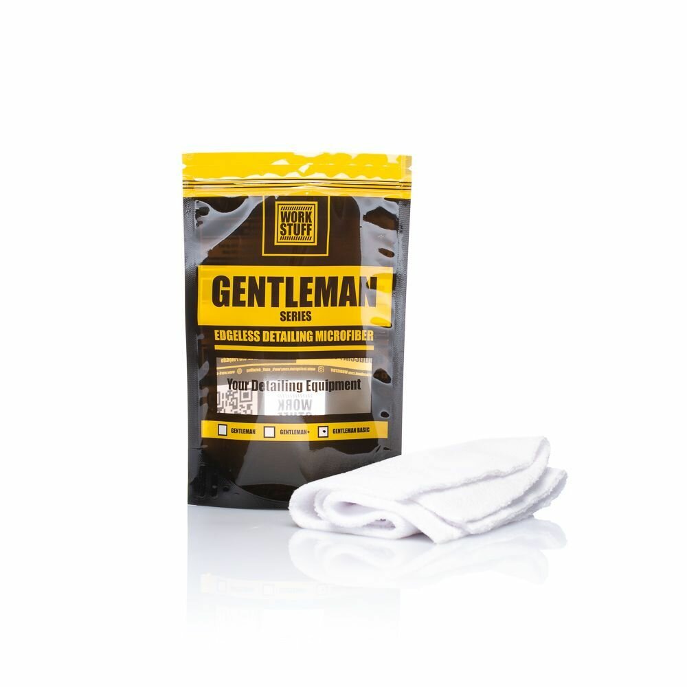 Микрофибра для автомобиля Work Stuff Gentleman Basic, цв. белый/Размер: 40 × 40 см. Плотность: 350 GSM. — фото 1