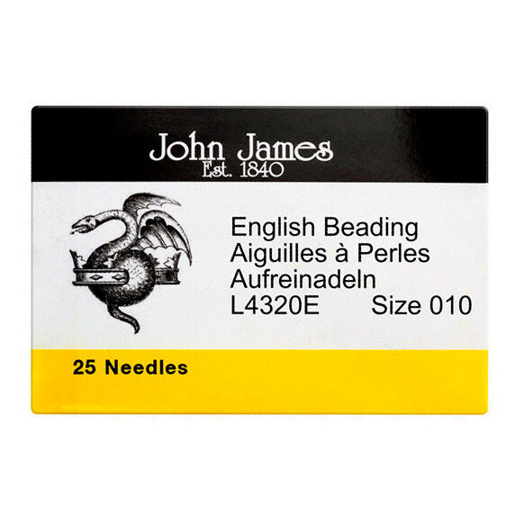 Иглы бисерные, 54мм, John James, №10, набор 25 шт.