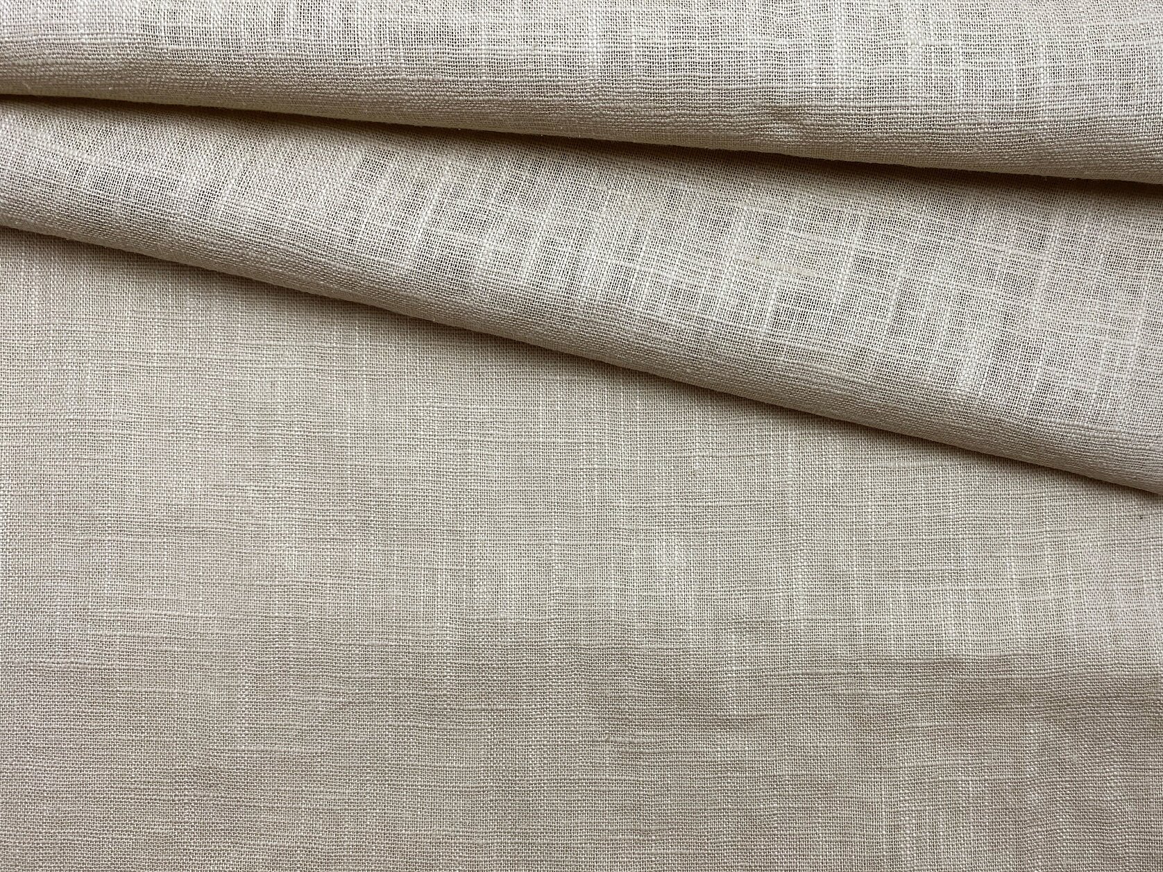 Ткань Лён светло-бежевого цвета однотонная 20479