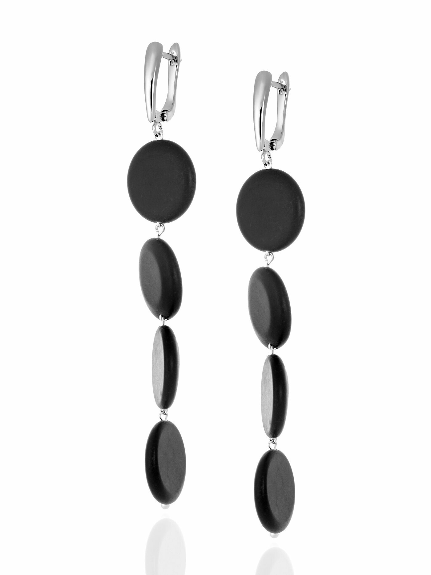 Серьги с подвесками, шунгит