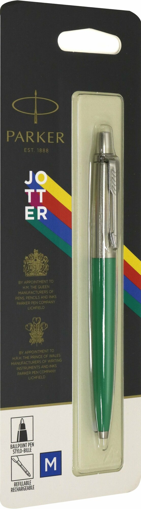 Ручка шариковая Jotter Color, зеленый корпус, M, синяя
