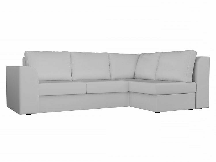 Угловой диван Пауэр Белый Экокожа Правый, дельфин, 274х160х81 см, с ящиком для белья