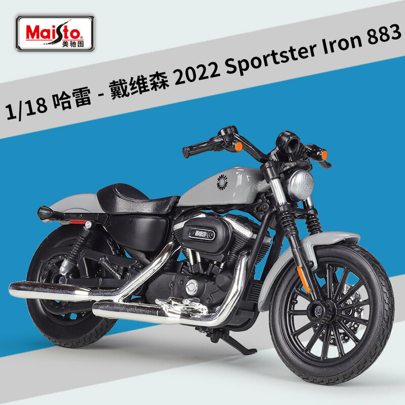 Модель мотоцикла Harley-Davidson 2022 Sportster Iron 883 в масштабе 1:18, металлический сплав, серый цвет