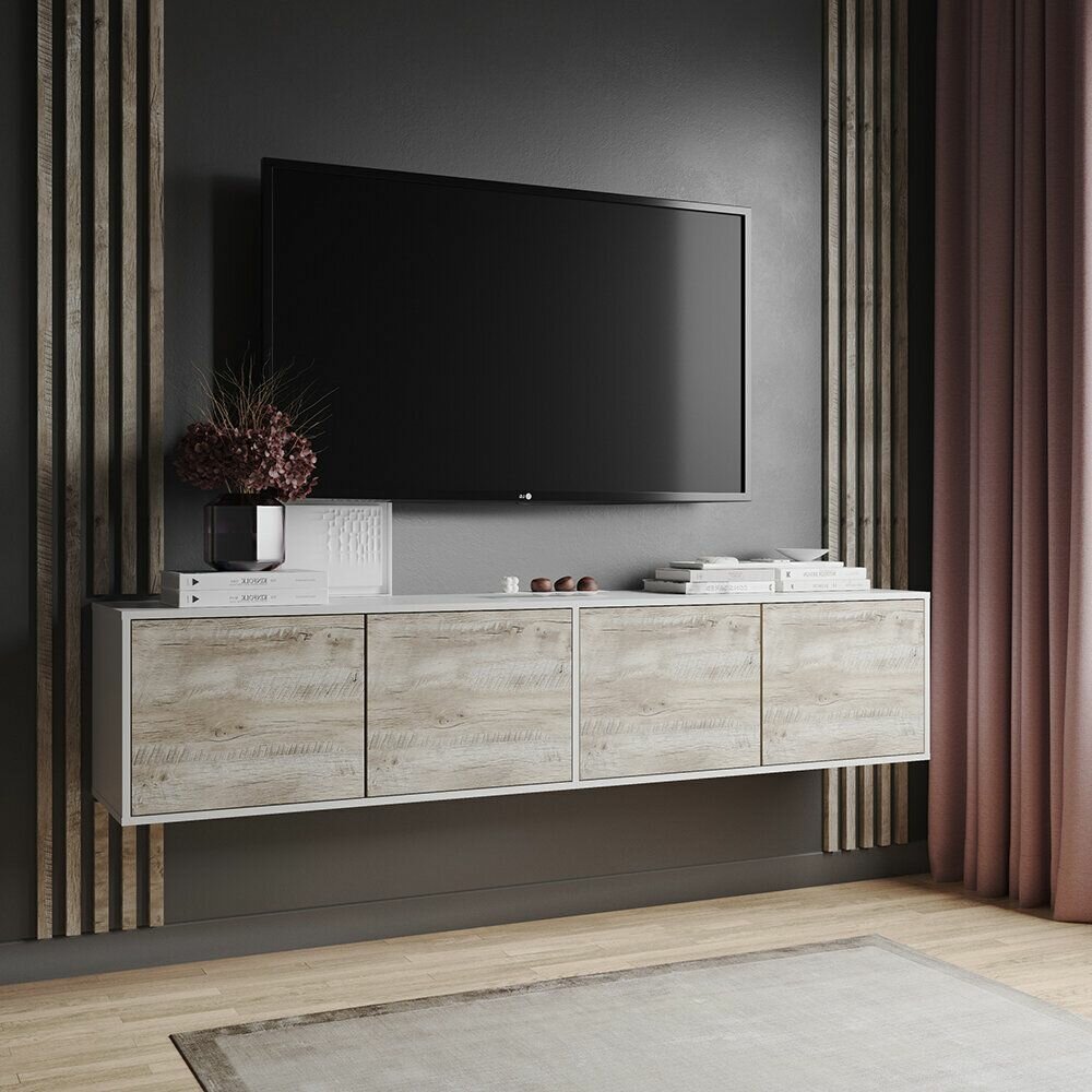 Тумба ARNIKA "Парус-11", подвесная, роликовые направляющие, ламинированная, белая/дуб юкон