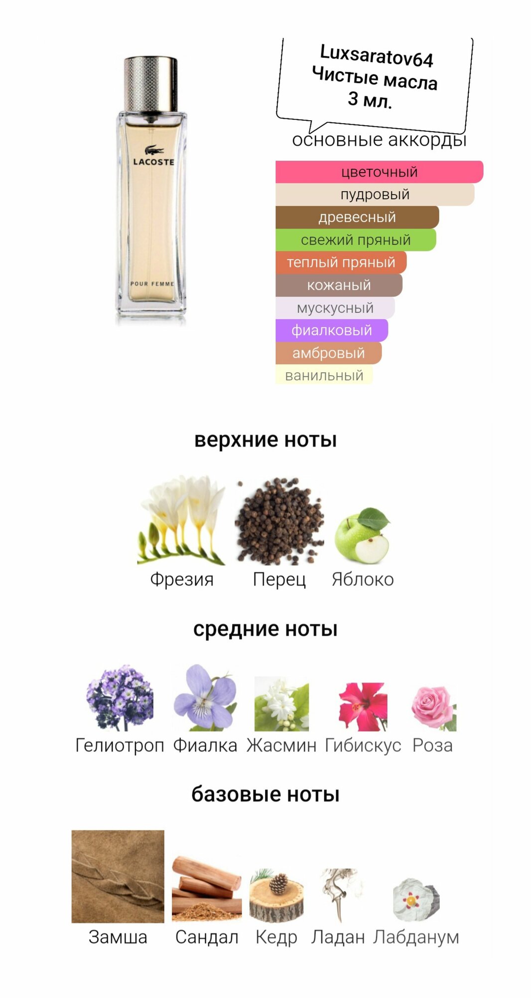 Масляные духи, женский аромат, Pour Femme (Швейцария), парфюм масло 3 мл
