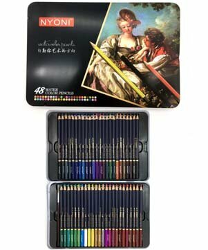 Карандаши 48 цв. Nyoni CD-405/NY-9 акварельные, деревянные, заточенные, в металлической коробке, ки