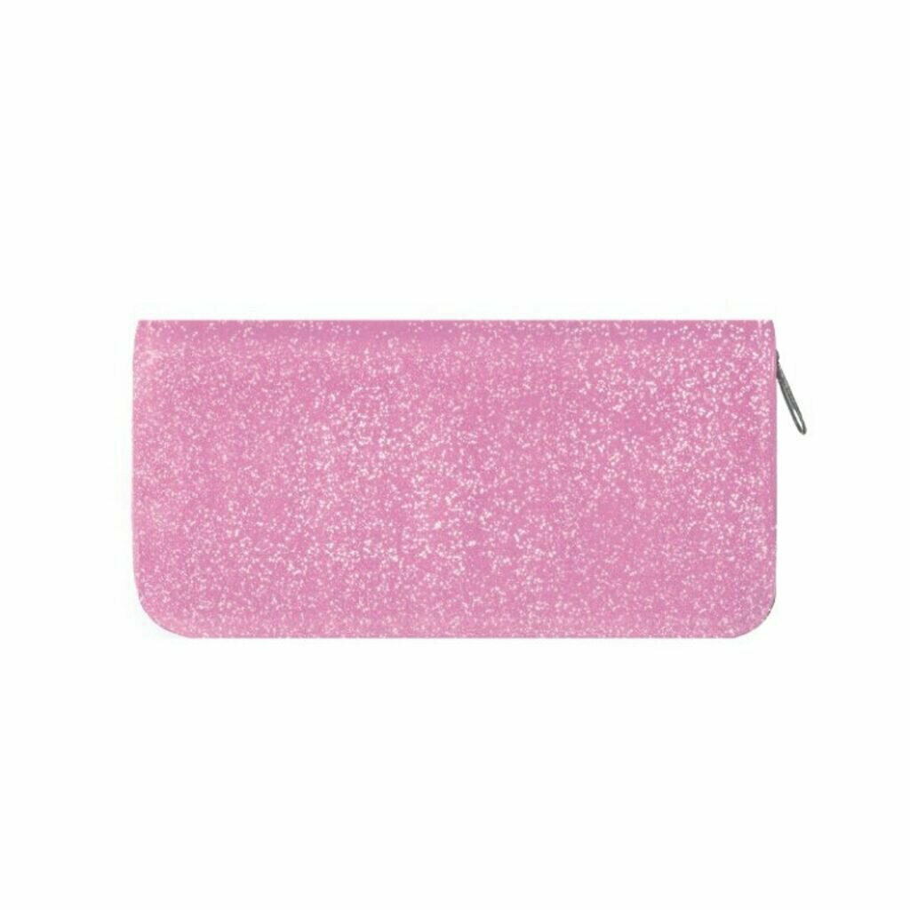Пенал 1 отд. (190*100*26) молния, ПВХ "Розовый с блестками"