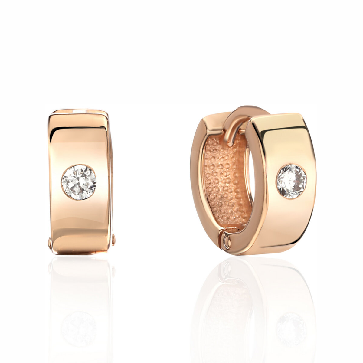 Моносерьга, красное золото, 585 проба, фианит