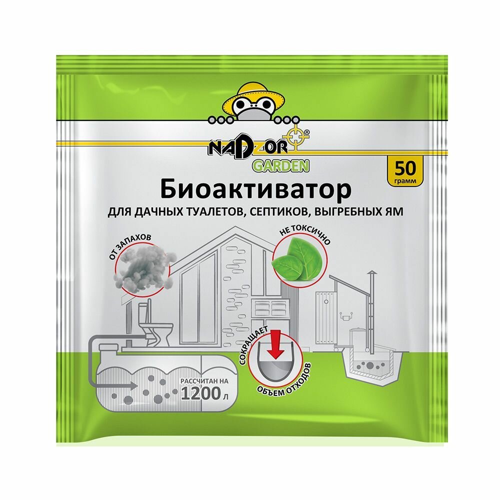 Средство для дачных туалетов и септиков, 50гр, Nadzor Garden BIOWC4, порошок