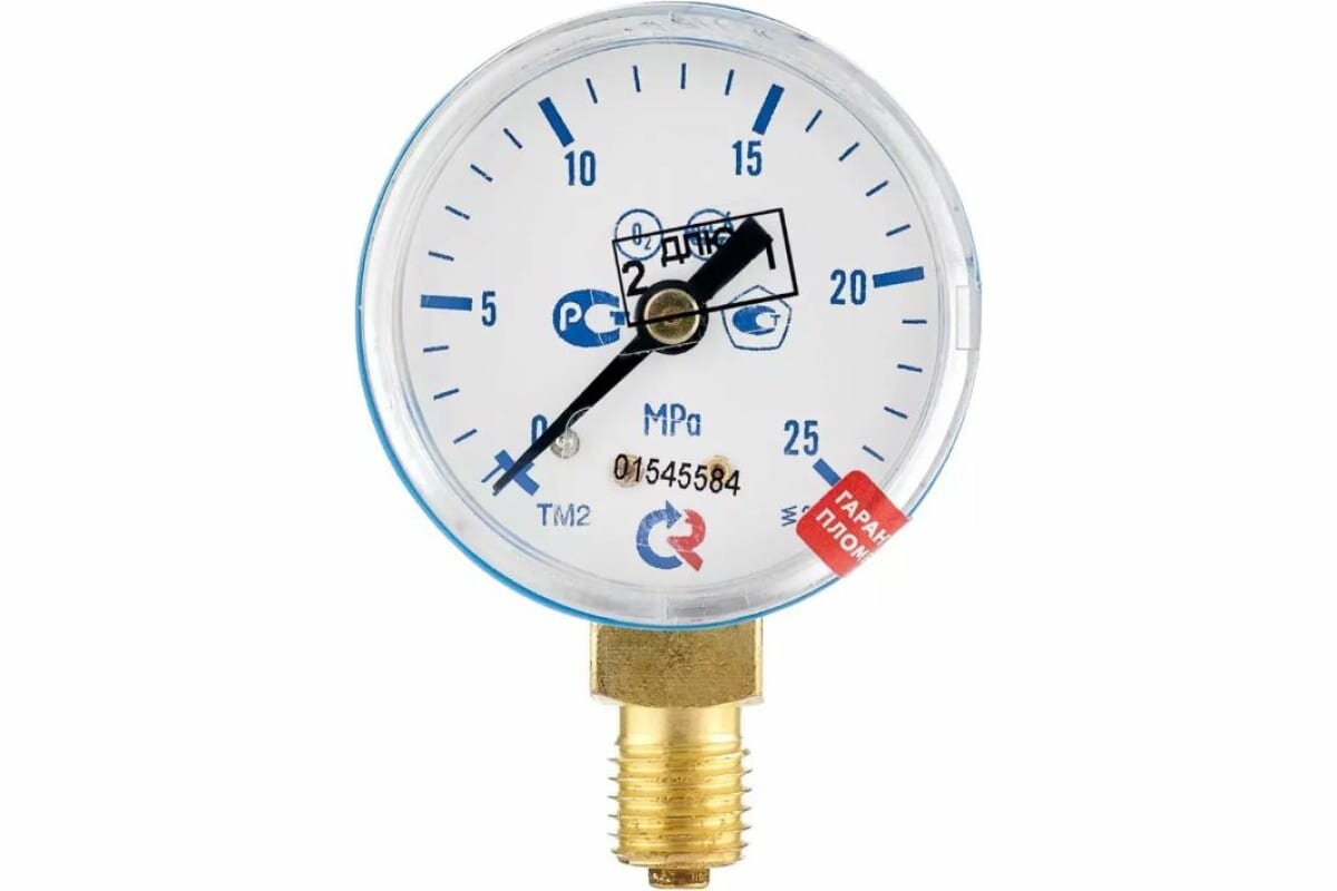 Манометр кислородный ТИП-ТМ-210Р, М12х1,5 (снизу), 0-2,5МРа, кл.2,5