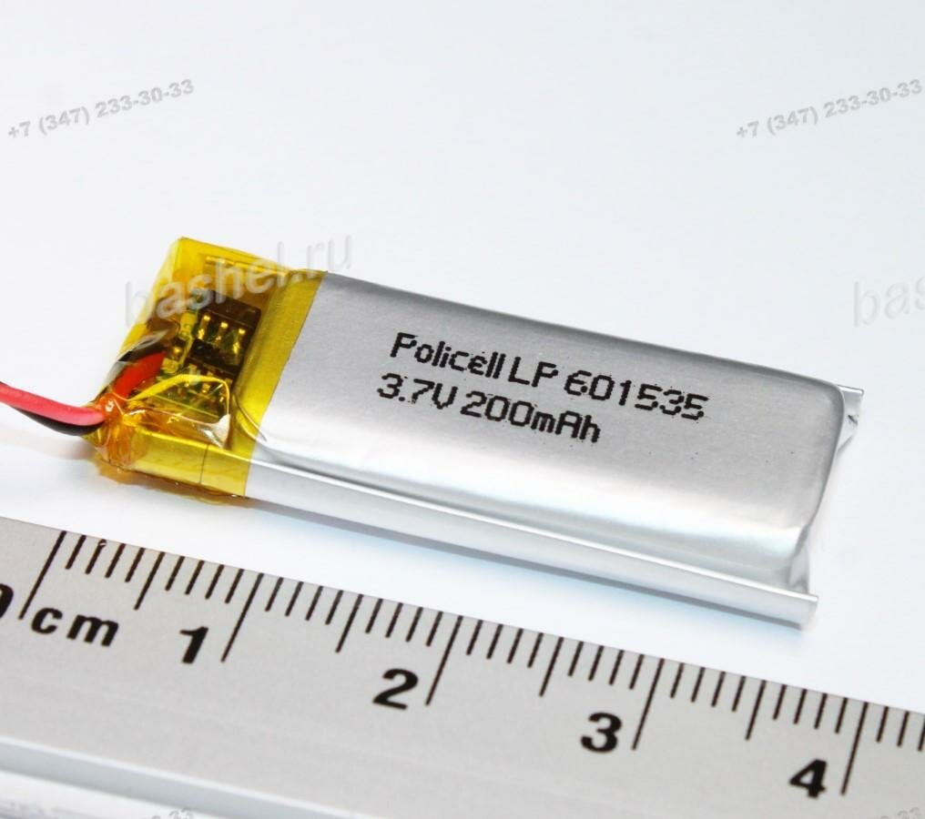 Аккумулятор PoliCell LP601535-PCM 3,7V, 200mAh, Li-Pol с платой защиты, PoliCell