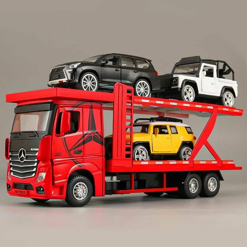 Грузовая металлическая модель Mercedes 1:24 в подарочной коробке, Коллекционная модель машины для взрослых, Игрушечный автомобиль с звуковыми и световыми эффектами для детей