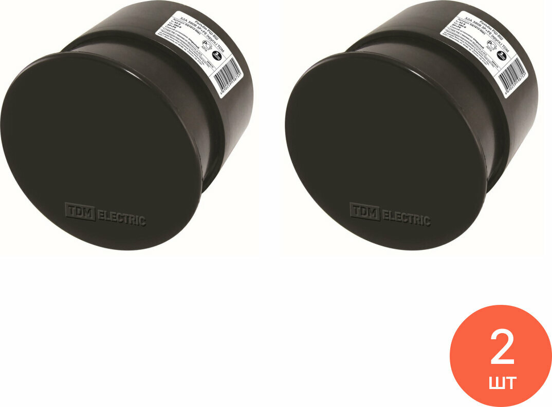 Розетка силовая штепсельная TDM Electric / ТДМ Электрик Разъем РШ-ВШ 32А 380В 3Р+РЕ, круглая, SQ1812-0001 / электрооборудование (комплект из 2 шт)