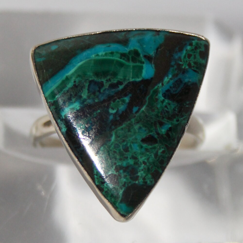 Кольцо, малахит, хризоколла