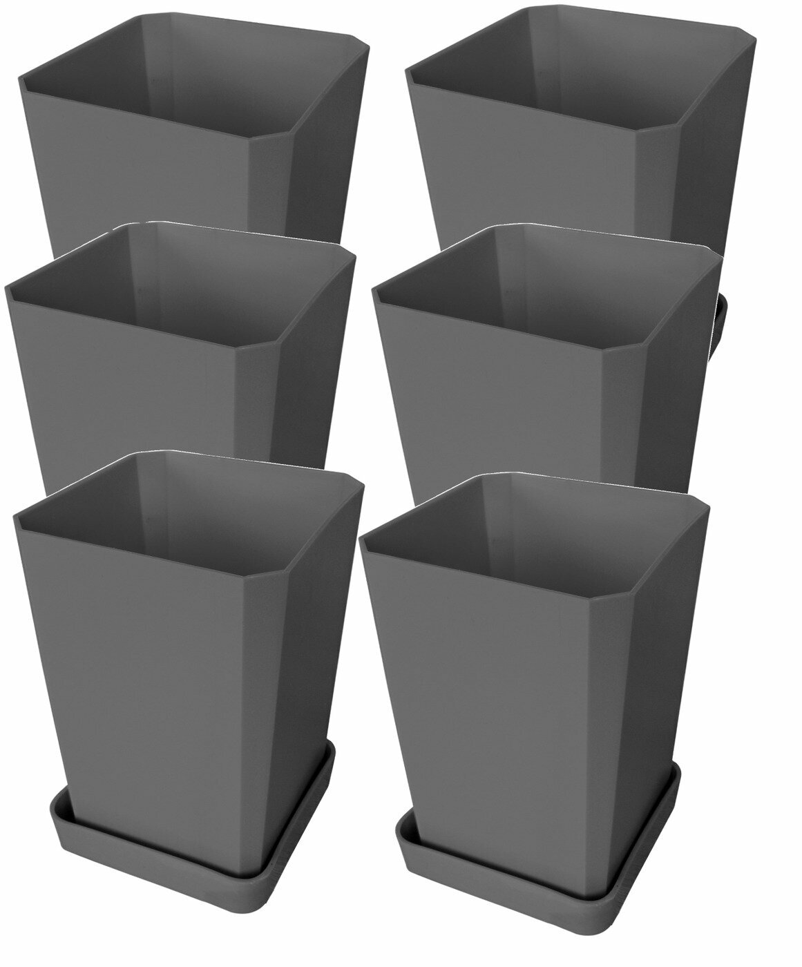 Горшки для рассады и цветов, набор из 6 штук по 750 мл, Антрацит