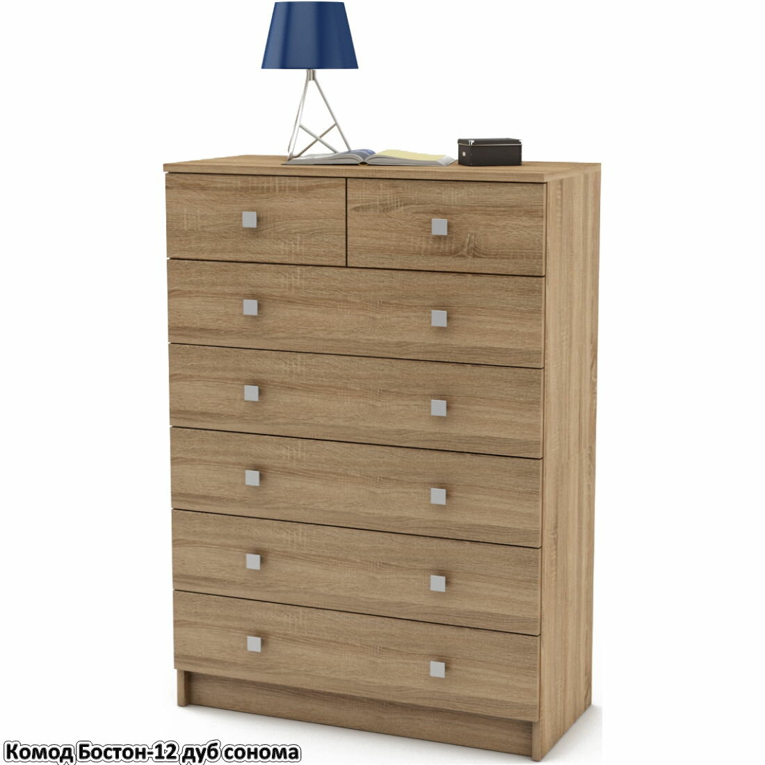 Комод Бостон-12 Дуб-сонома, ЛДСП, МФ Владимир VMF, 80х114х38 см.