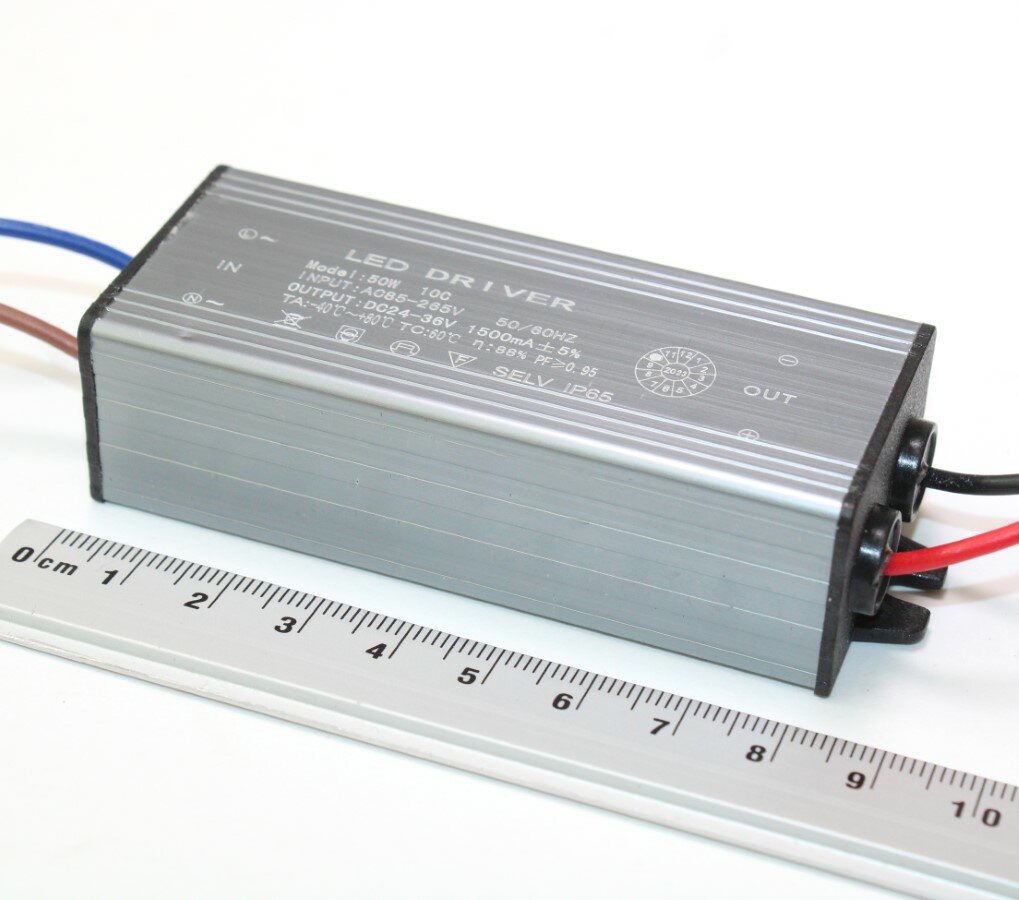 24-36VDC, 1500mA, вх.85-265VAC, LED-L50W PS50 IP65 (для прожекторов), Драйвер тока