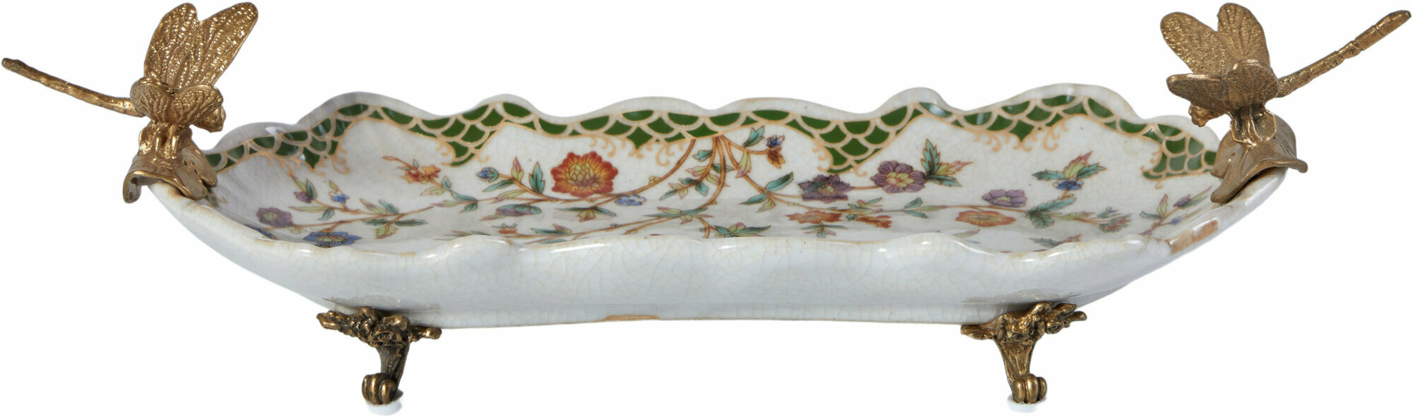 C908HC/X2178 Блюдо со стрекозами под старину 27х10х6см, Glasar