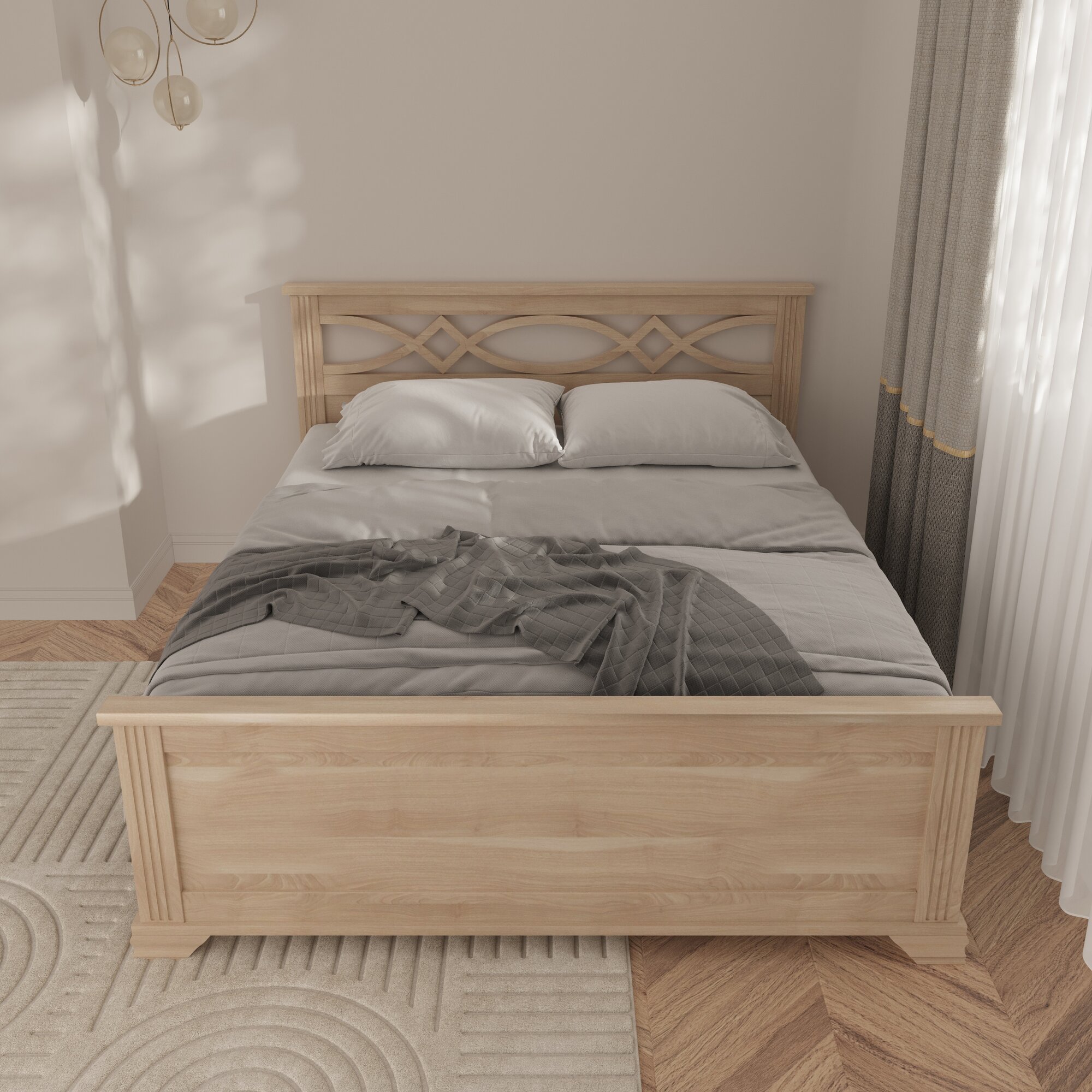 Двуспальная кровать рианна Лира, 180x200 см, каркас из массива сосны, цвет грецкий орех 1