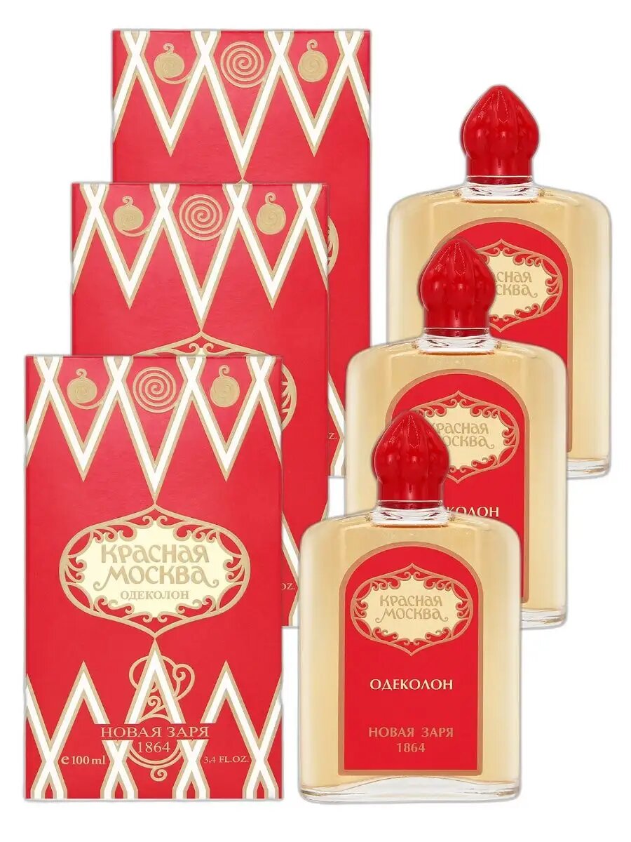 Набор 3 шт Одеколон "Красная Москва" мужской 100 мл Новая Заря