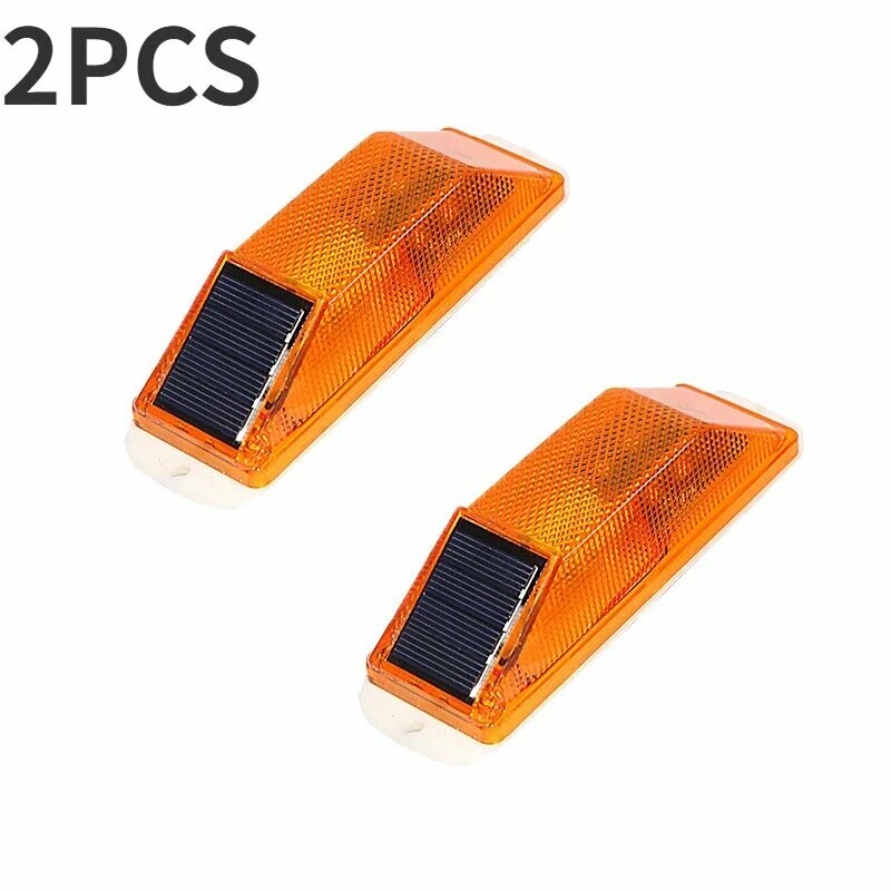 2 шт. Предупреждающая светодиодная лампа, стробоскопическая солнечная лампа, солнечная Orange 2Pcs