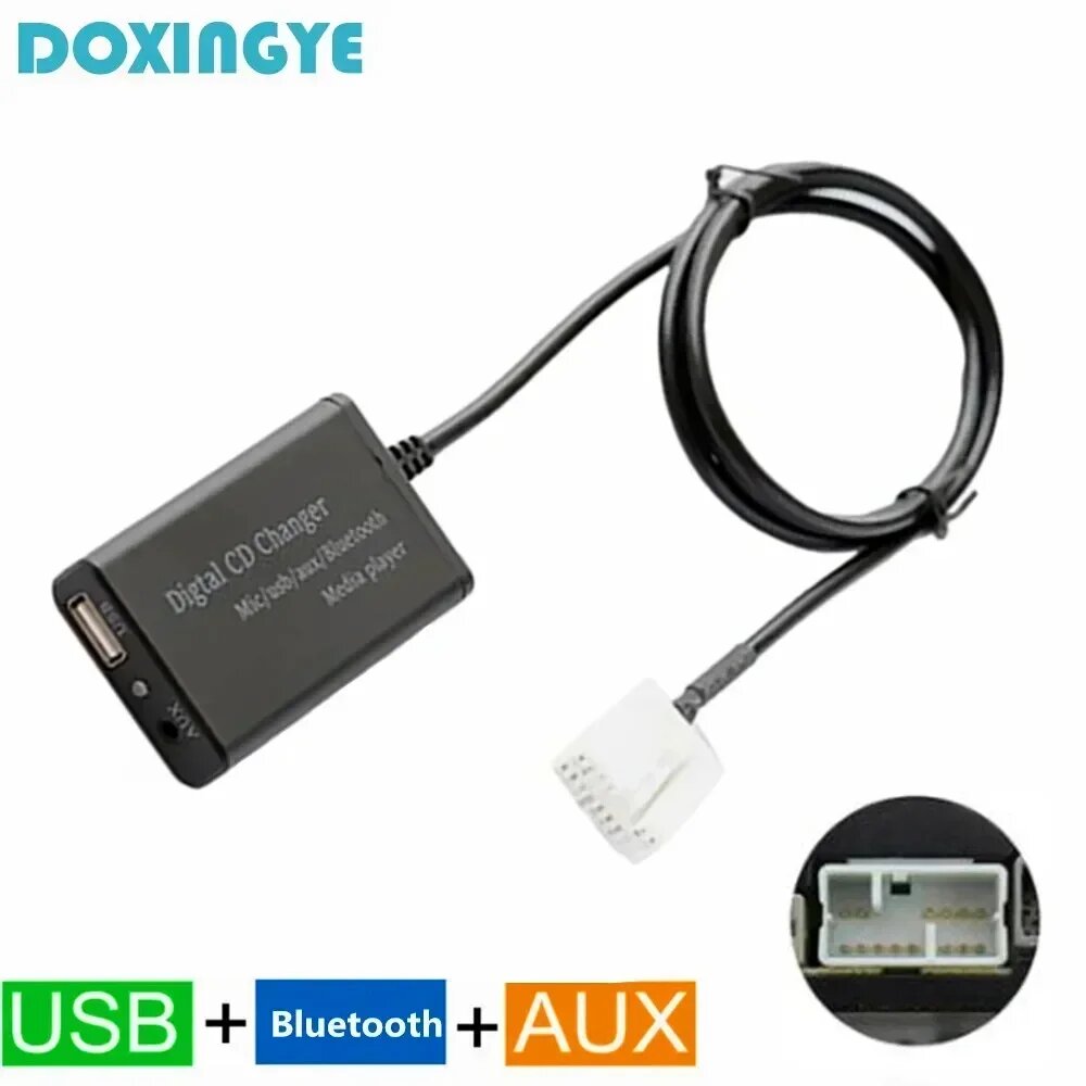 DOXINGYE USB AUX Bluetooth-адаптер для автомобильного радиоприемника/CD-чейнджера, MP3-плеер Bluetooth Handsfree для Honda Accord Civic CRV 6+8PIN