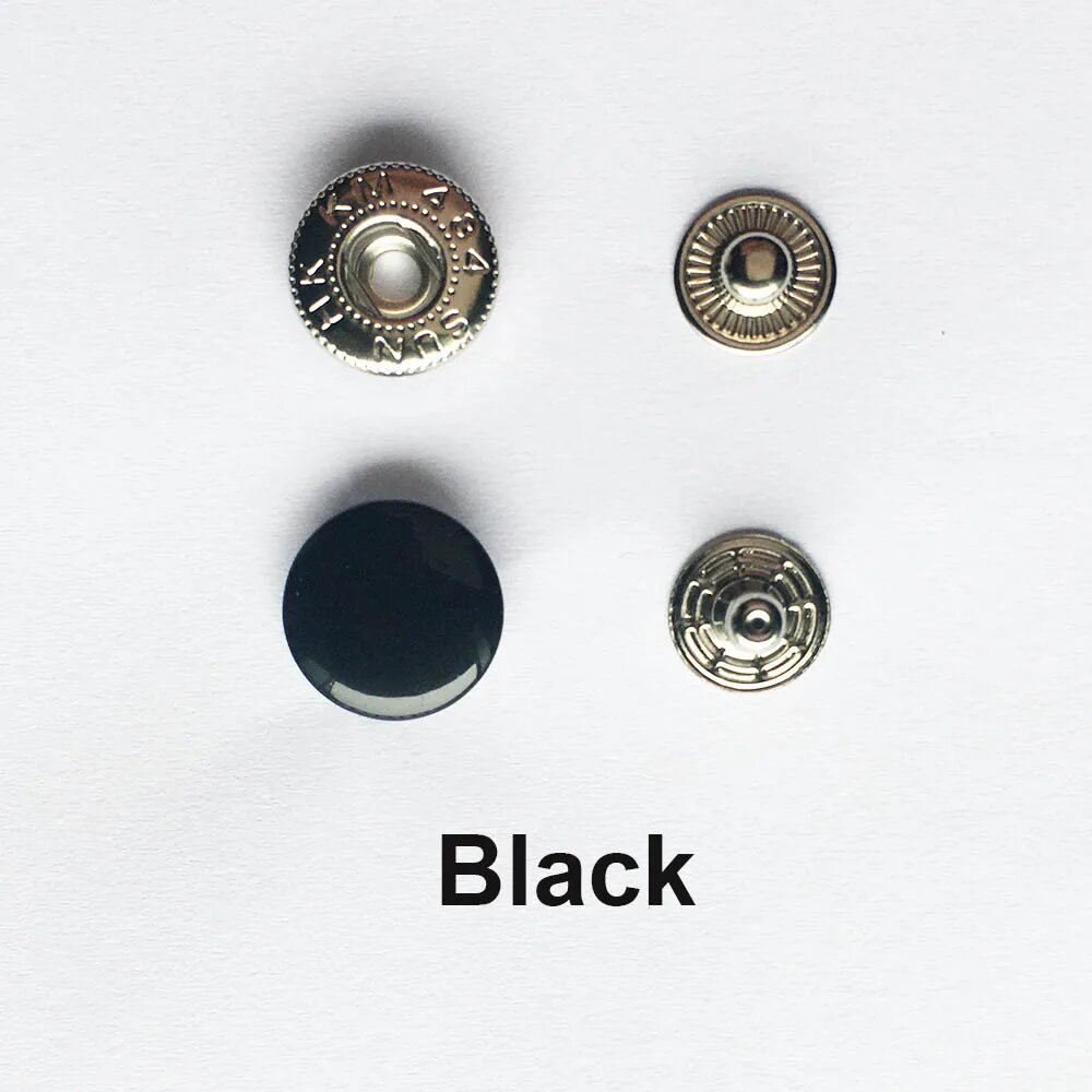 Металлические застежки-кнопки QIMONTON 20~100 комплектов Черный, 15mm 100set, black