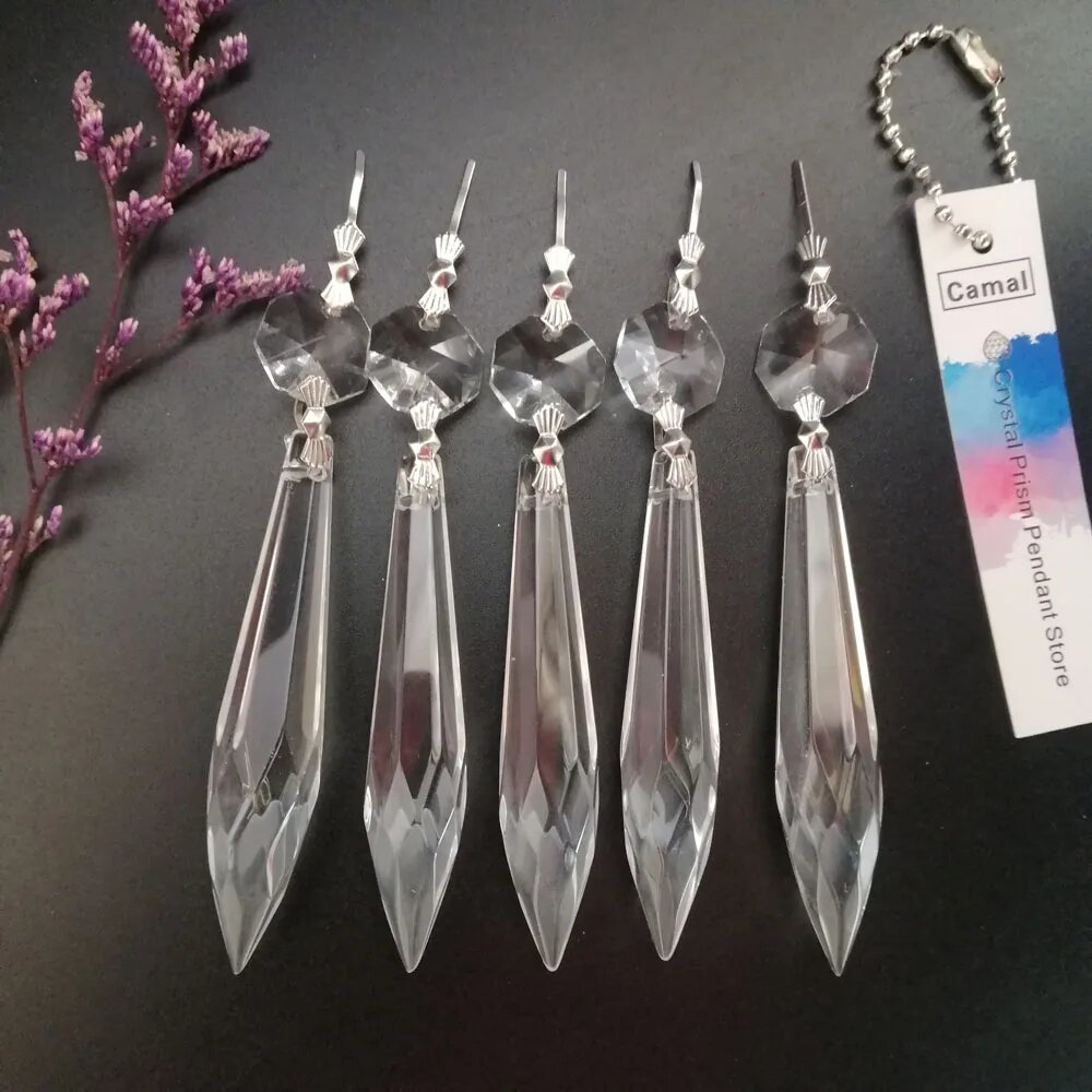 Camal 5 шт. кристалл 63 мм многогранная сосулька U-образная люстра призменная подвеска восьмиугольная бусина подвесной светильник часть освещения SunCatcher
