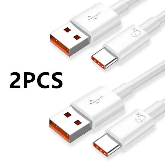Зарядное устройство 6A, 66 Вт, 33 Вт, кабель USB C длиной 1 м, кабель для быстрой зарядки и передачи данных для Xiaomi, Samsung, Realme, Huawei, Usb Type-C, зарядный кабель 2PCS