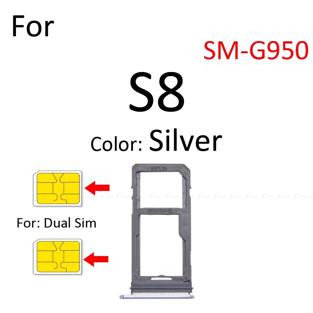 Micro SD/sim-карты лоток гнездо адаптер для Samsung Galaxy S8 Plus G950 G955 Разъем S8 Dual Silver