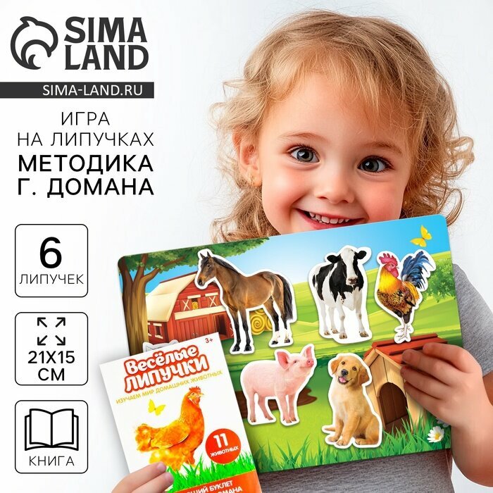 Развивающая игра на липучках «Изучаем мир домашних животных», методика Домана, с обучающими карточками по методике Глена Домана