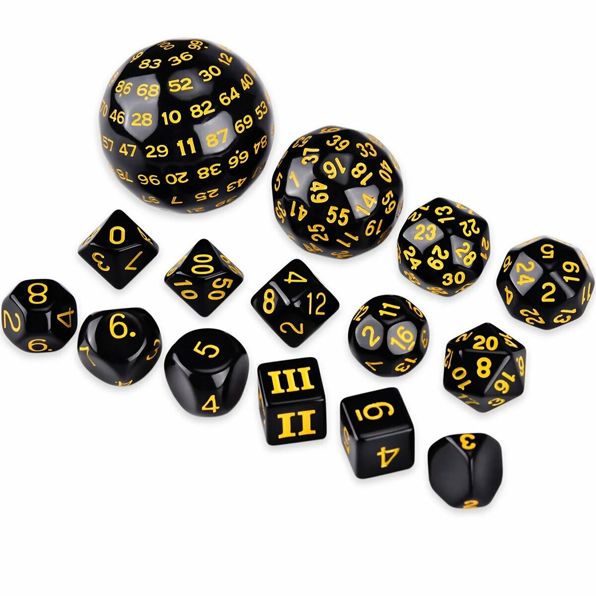 Набор из 15 многогранных костей D&D, желтый