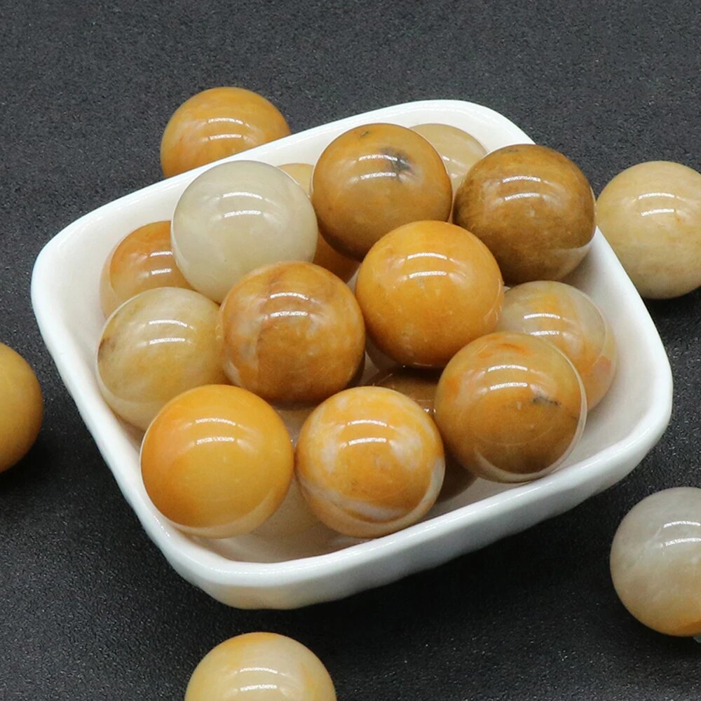 Лечебные бусины из аметиста и розового кварца Оранжевый, Yellow Jade
