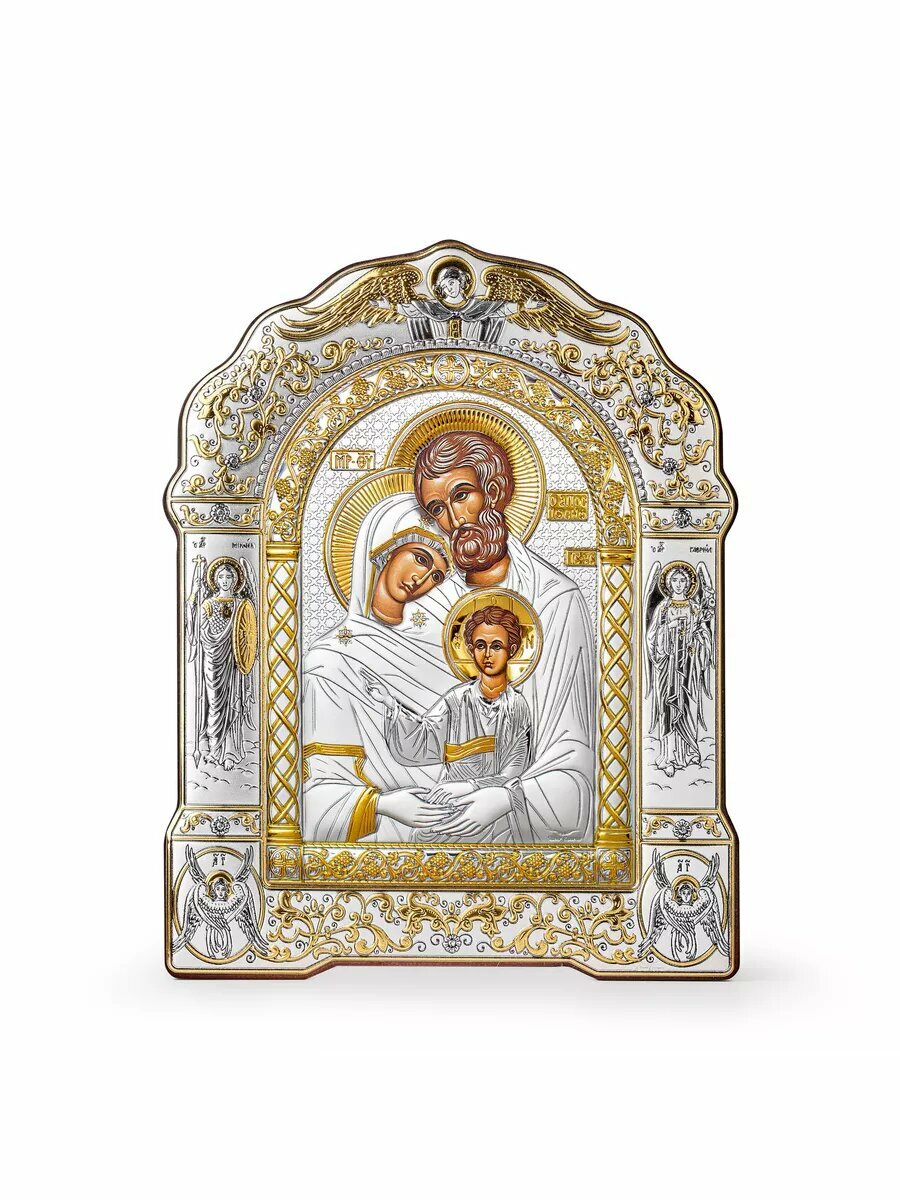 Икона серебряная, греческая Семейство, 167х228мм.