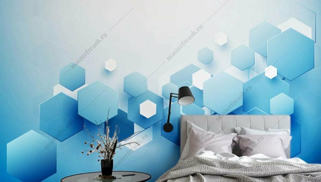 Фотообои Голубой шестиугольник 15-828-S 265 х 430 см (ВхШ) Бесшовные, флизелиновые, влагостойкие обои MasterFresok