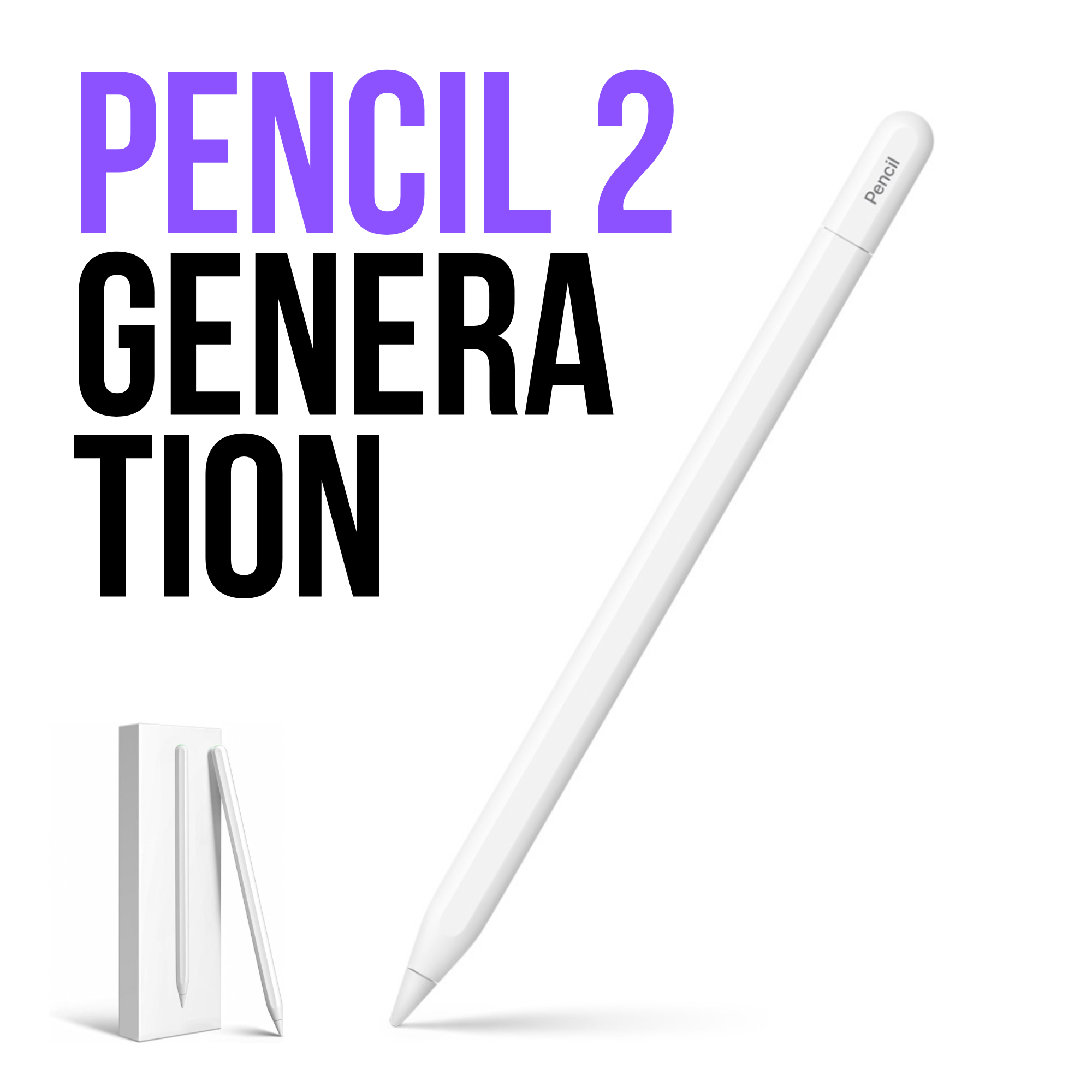 Стилус для iPad, Pencil 2 (Стилус 2-го поколения / 2nd generation) Bluetooth, С магнитным креплением, Белый