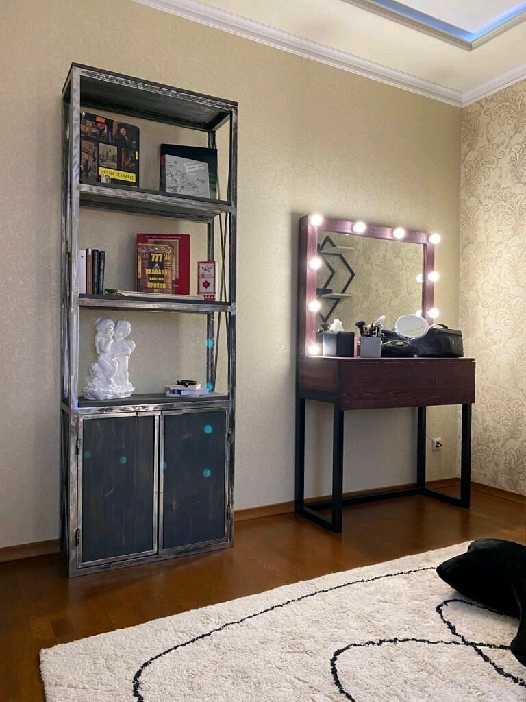 Стеллаж "EasyLOFT" в стиле лофт, модель "Graphite", 75х30х212 см.