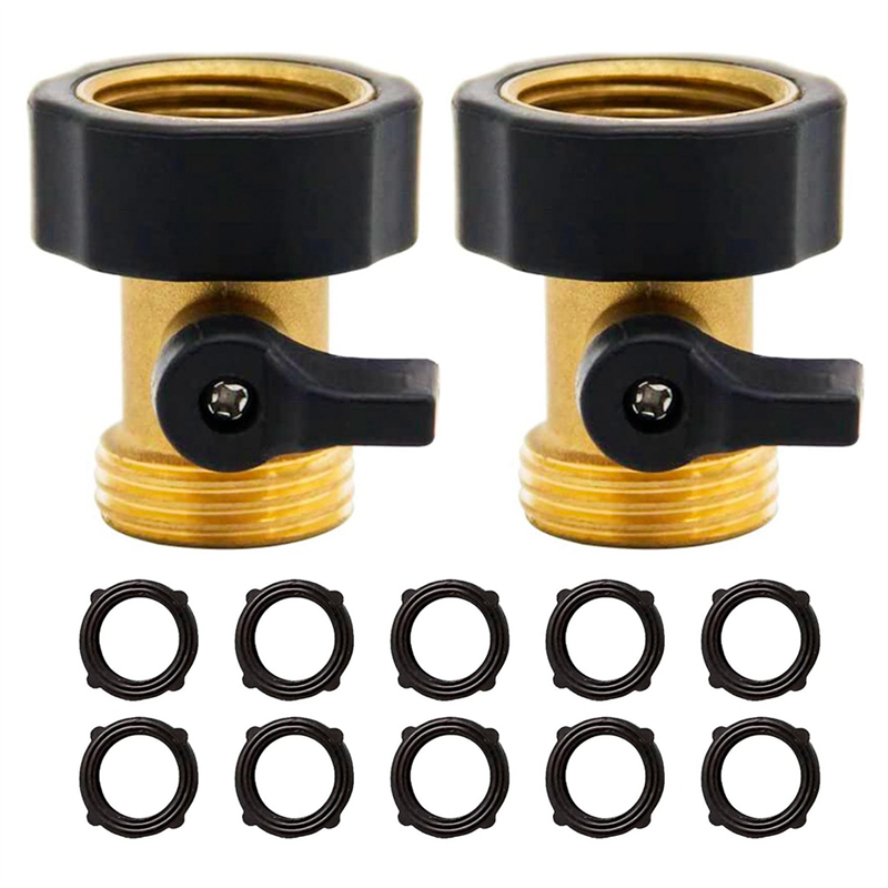 Шт. в упаковке, запорный клапан для садового шланга, 3/4 дюйма, прочный, латунный запорный клапан для садового шланга с 10 дополнительными шайбами, прочный, простой в использовании