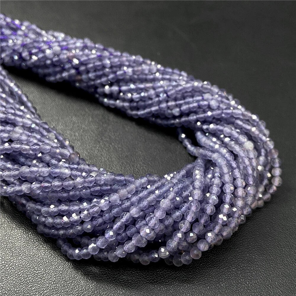 Микро граненые бусины из натурального циркона Vinswet 2мм 3мм Фиолетовый, 3mm, Purple Cat Eye