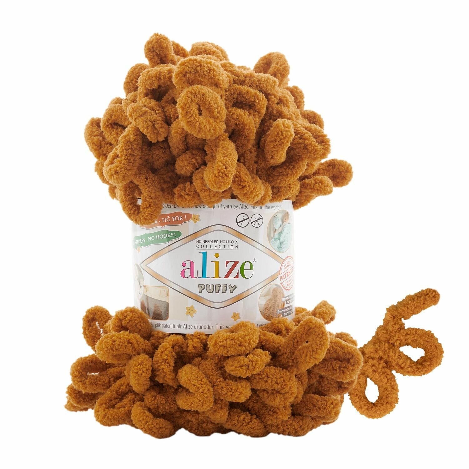 Пряжа Puffy (Alize), рыжий - 775, 100% микрополиэстер, 5 мотков, 100 г, 9.5 м.