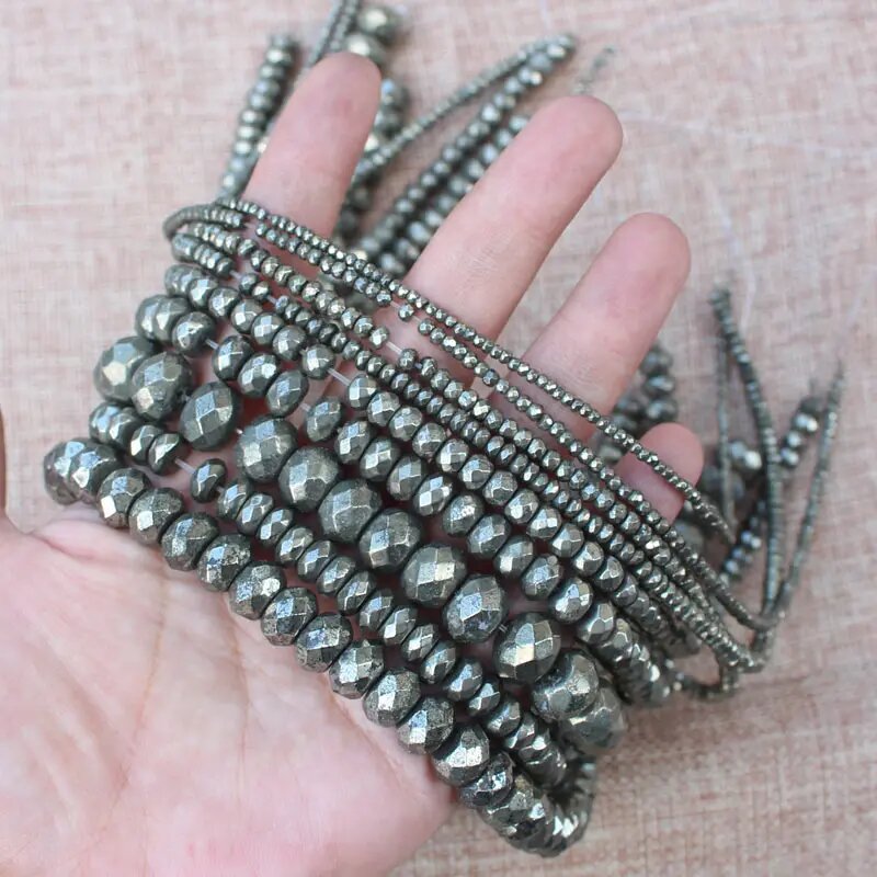 Натуральные пиритовые бусины лаerf beads, граненые, 2-12 мм 5x8mm