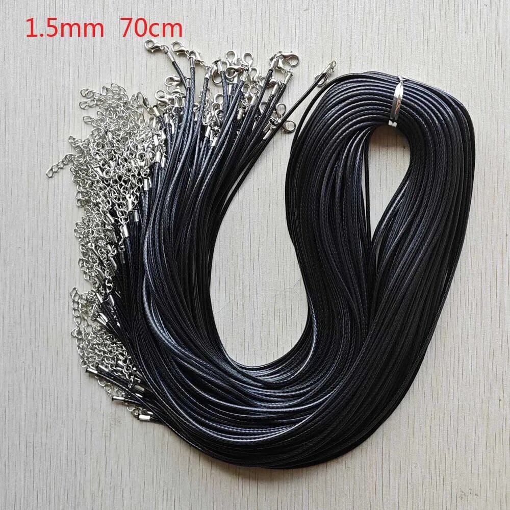 Черные шнурки для украшений 1.5mm 70cm, 100 шт
