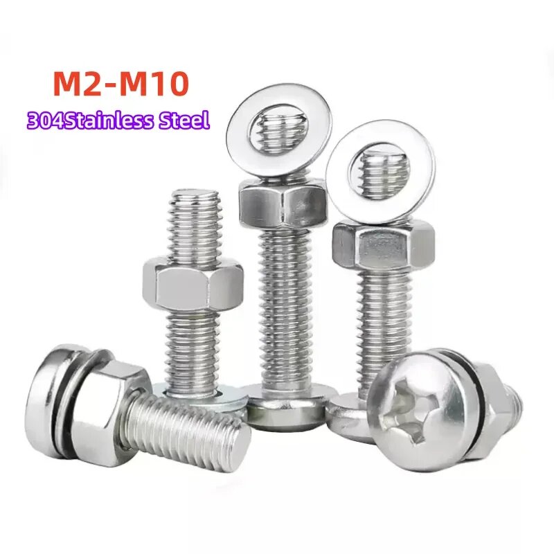 Набор винтов с круглой головкой M2-M10 из нержавеющей стали 304 M3-20pcs, 6mm