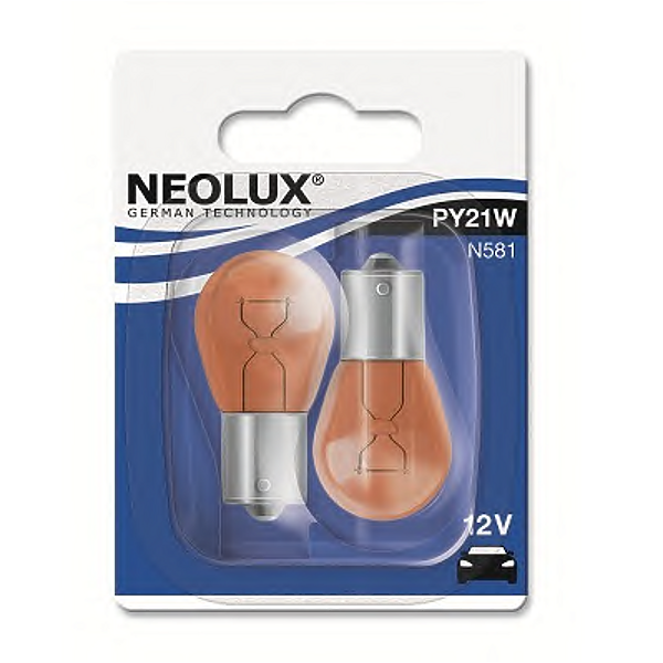 NEOLUX N581-02B (00006216A0 / 041735600 / 07119900673) к-кт ламп py21w 12v bau15s (2шт. в блистере)\
