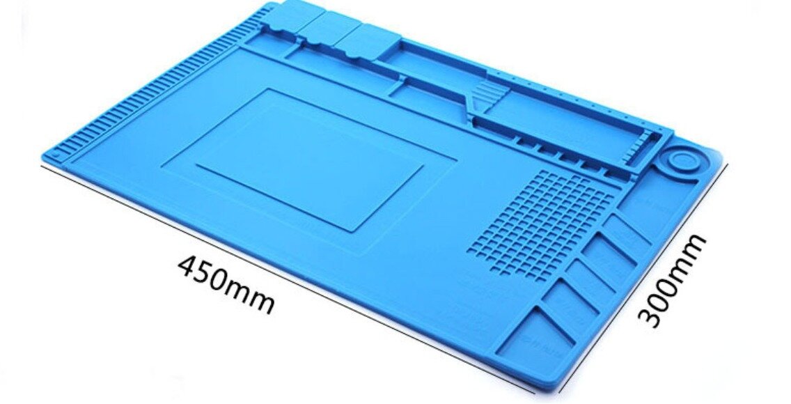 Термостойкий антистатический силиконовый коврик для пайки и ремонта 45х30 см синий