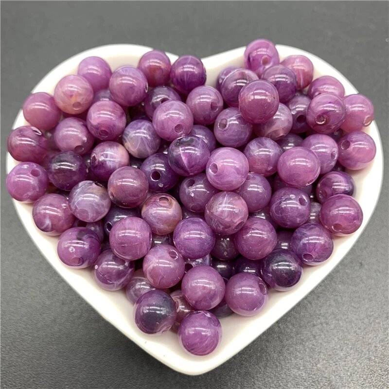 LXBENING акриловые бусины-разделители «кошачий глаз» Фиолетовый, 10mm 30pcs, 16