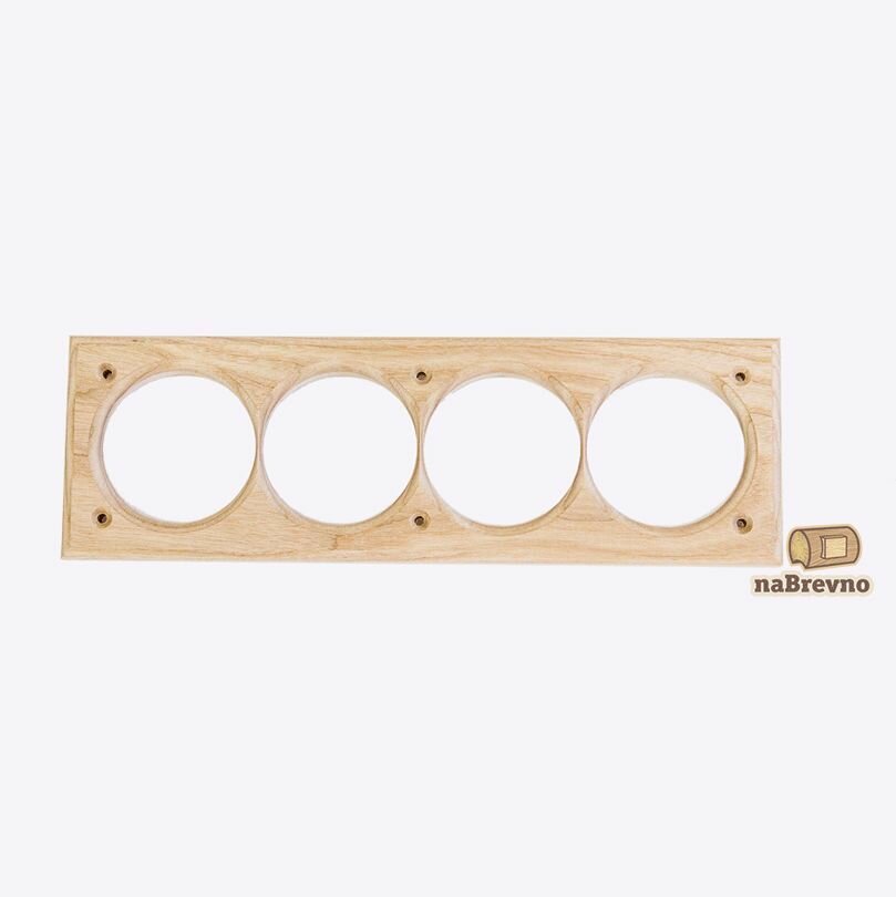 "Встраиваемые" Четверная накладка для установки встраиваемых розеток и выключателей на бревно и блокхаус диаметром 280 мм, ясень, V4-280 (1 шт)