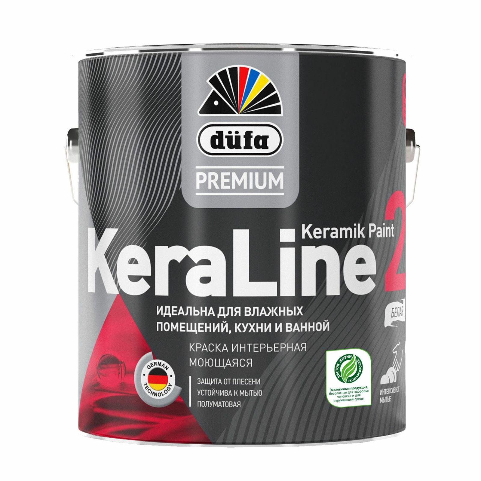 Краска для влажных помещений Dufa Premium KeraLine Keramik Paint 20 полуматовая белая база 1 0.9 л