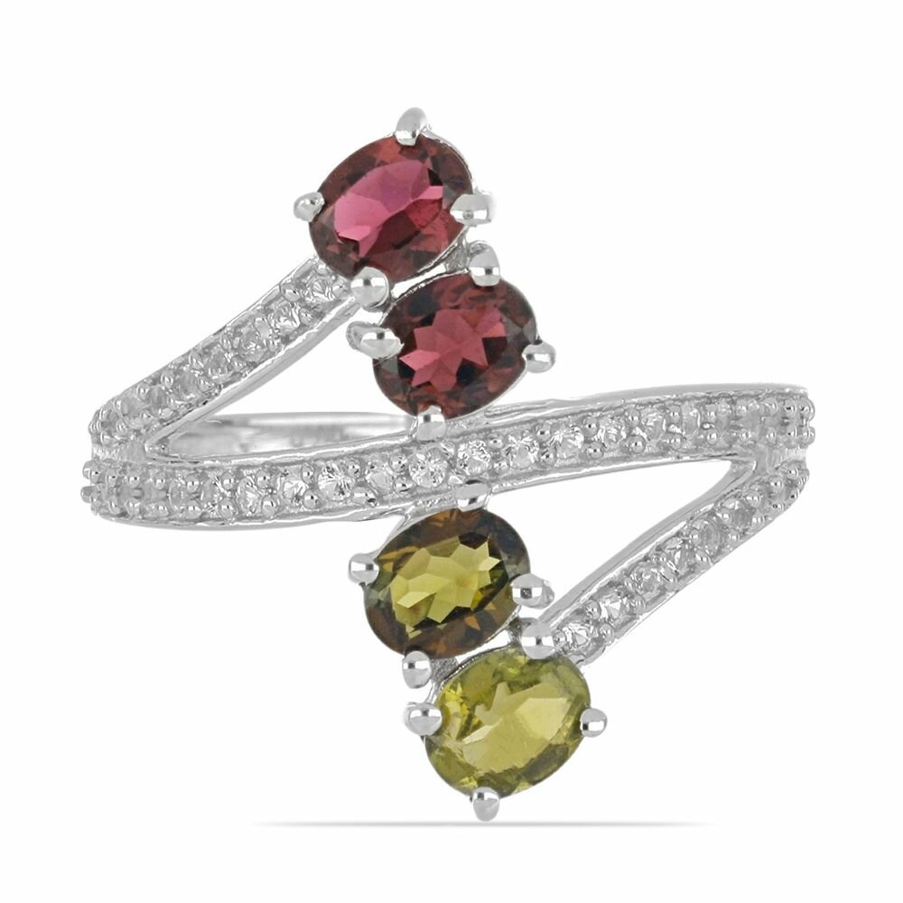 Кольцо, серебро, 925 проба, родирование, турмалин